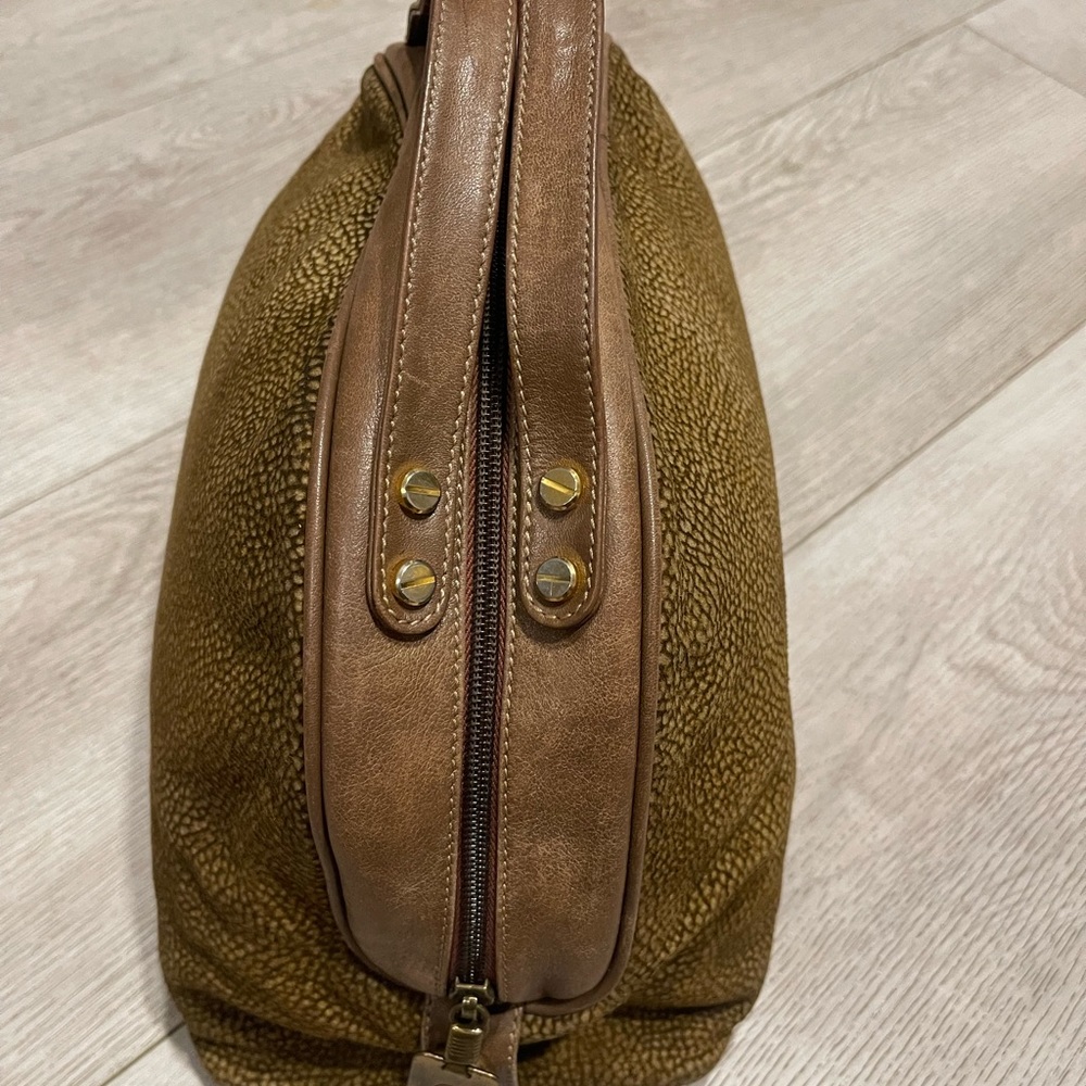 Borbonese Redwall Vintage Logos Leather Handbag - Gem